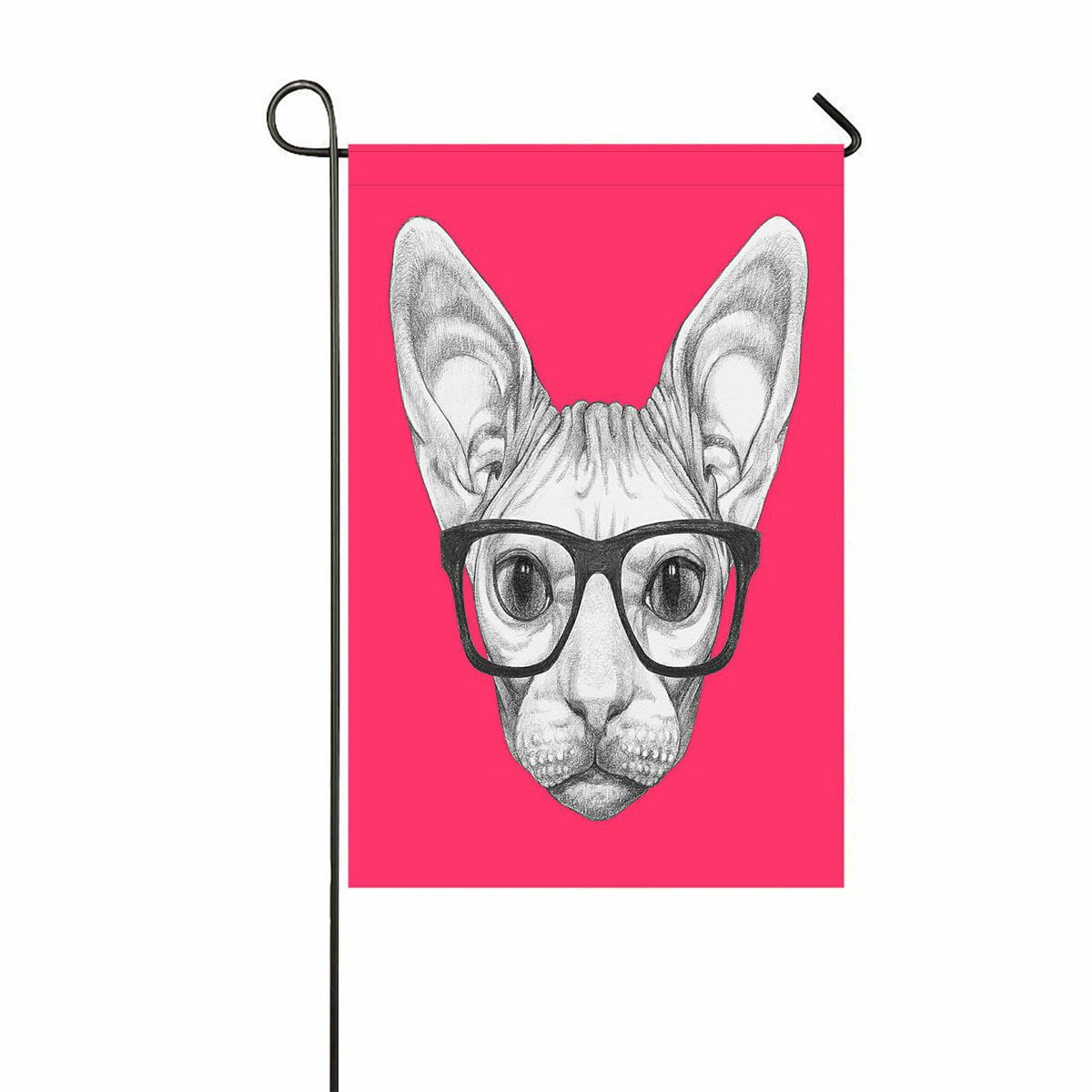 ABPHQTO Portrait Of Sphynx Cat With Glasses Home Outdoor Garden Flag ...