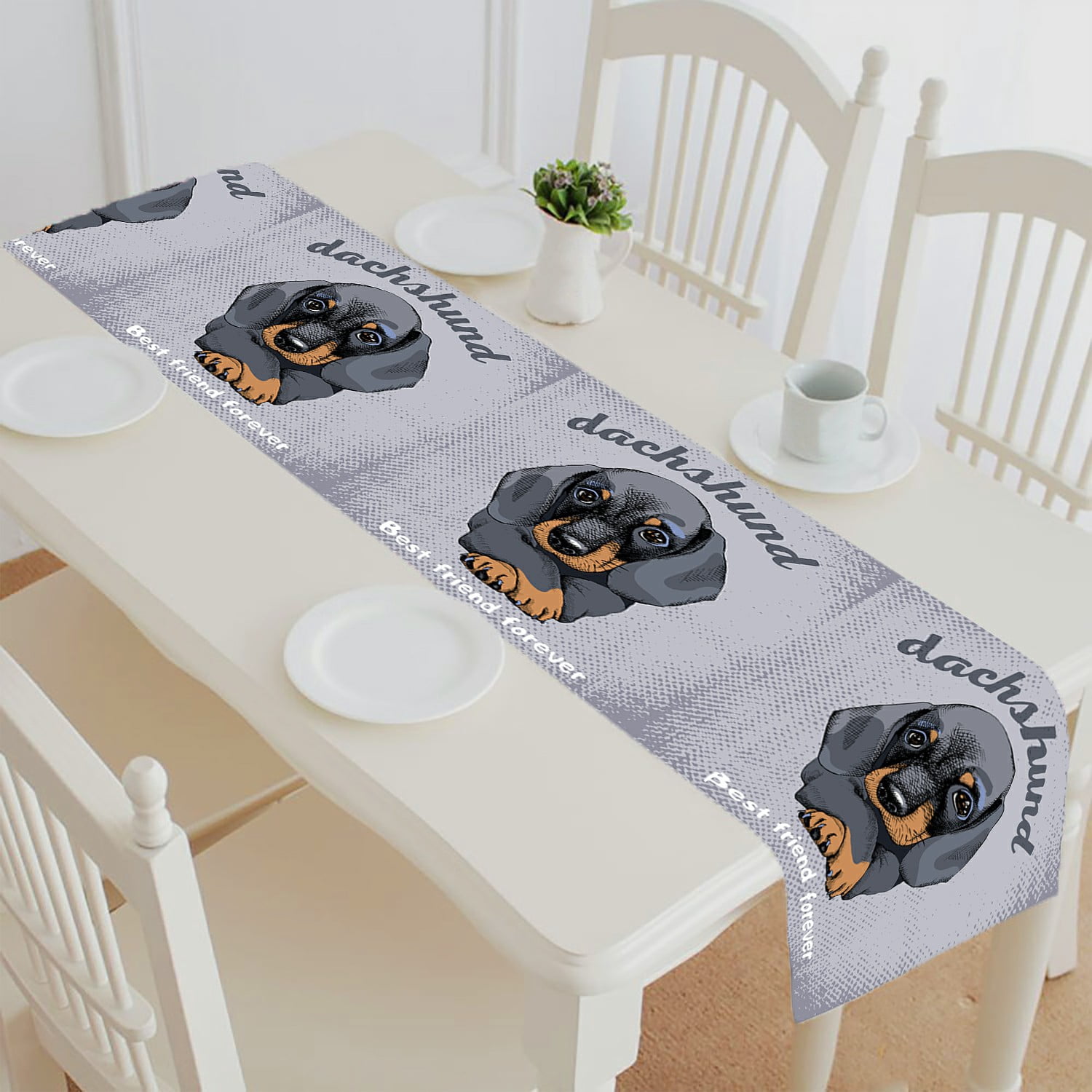 ABPHQTO Poster Portrait Dog Dachshund Table Runner Placemat Tablecloth ...
