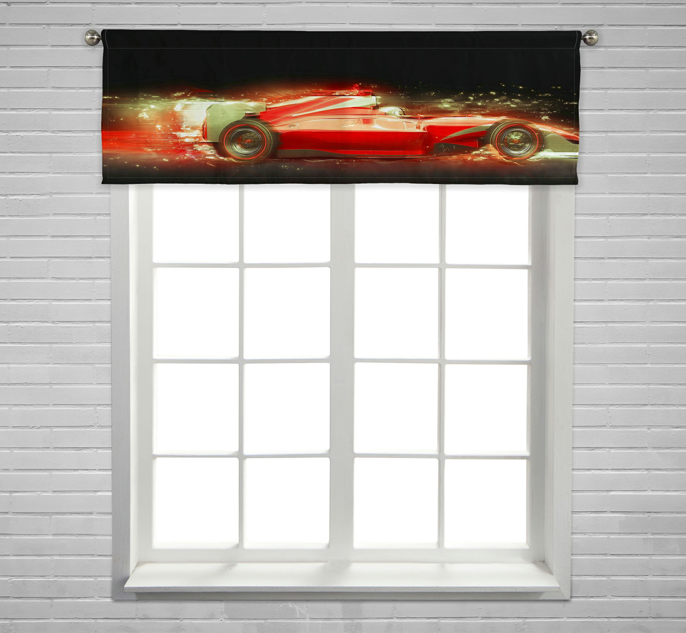 ABPHQTO Race Car Window Curtain Valance Rod Pocke 54x18 Inch - Walmart.com