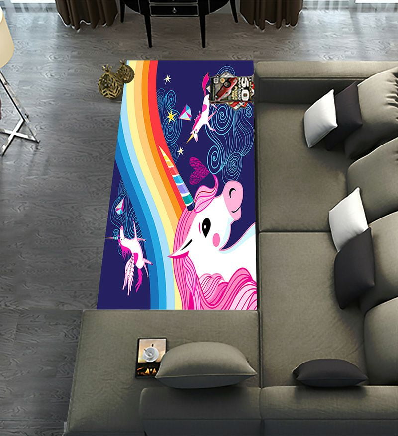 ABPHQTO Rainbow And Unicorns Runner Rug 2.6 x 7ft Long Area Rug Carpet ...