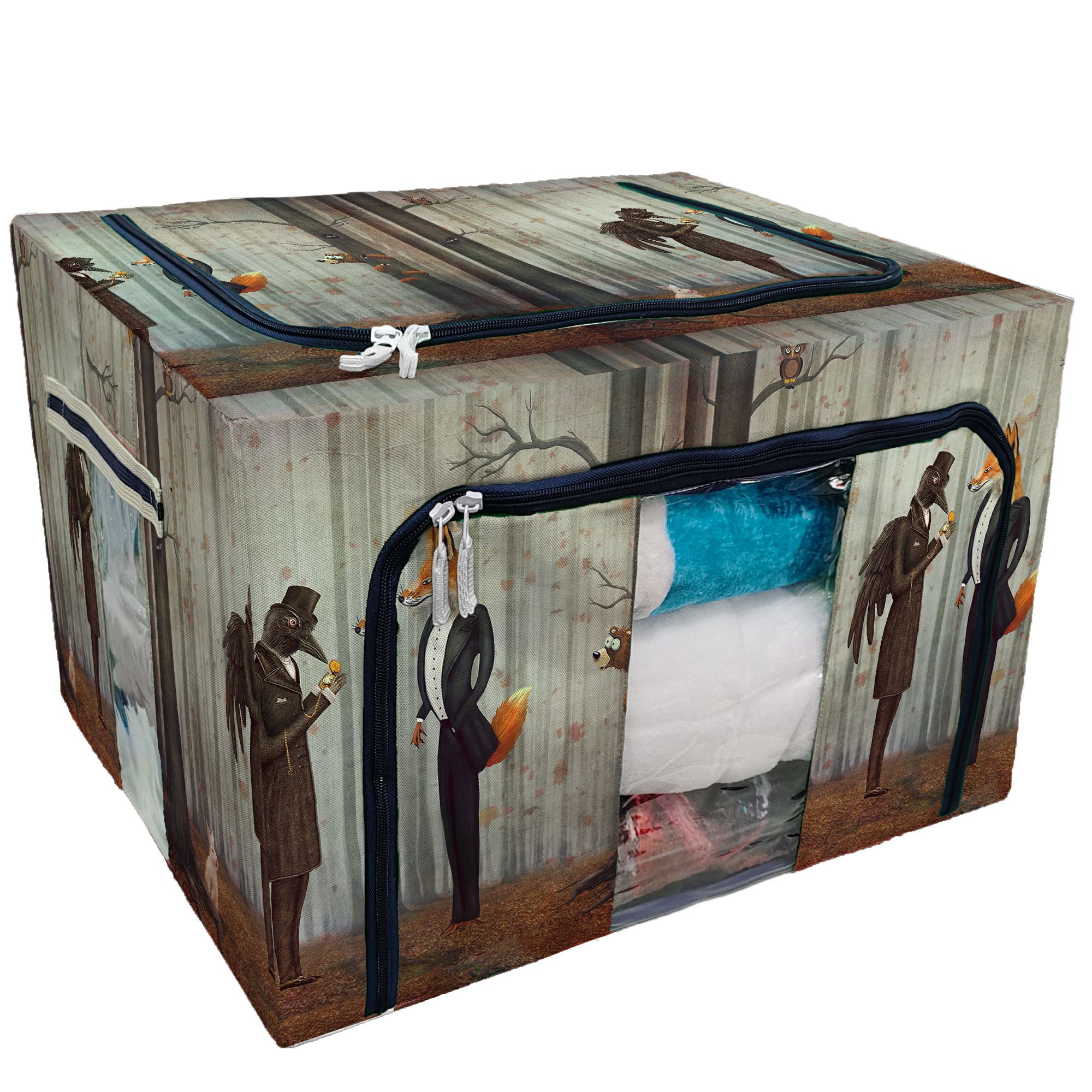 ABPHQTO Raven Fox Dark Forest Looking At Watch Storage Bag Clear Window ...