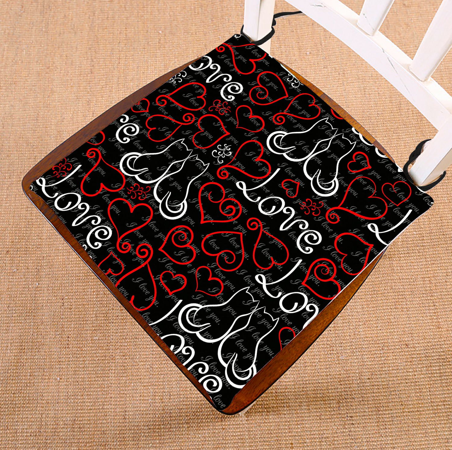 ABPHQTO Red Black White Hearts Cats Valentine'S Day Romantic Chair Pad ...