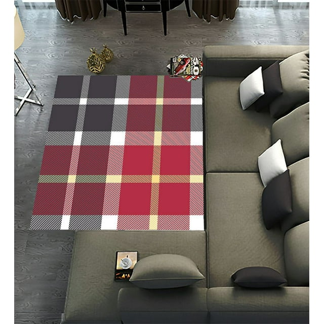 ABPHQTO Red Gray Flanel Check Area Rugs 3 x 4ft Floor Carpet Mat for ...