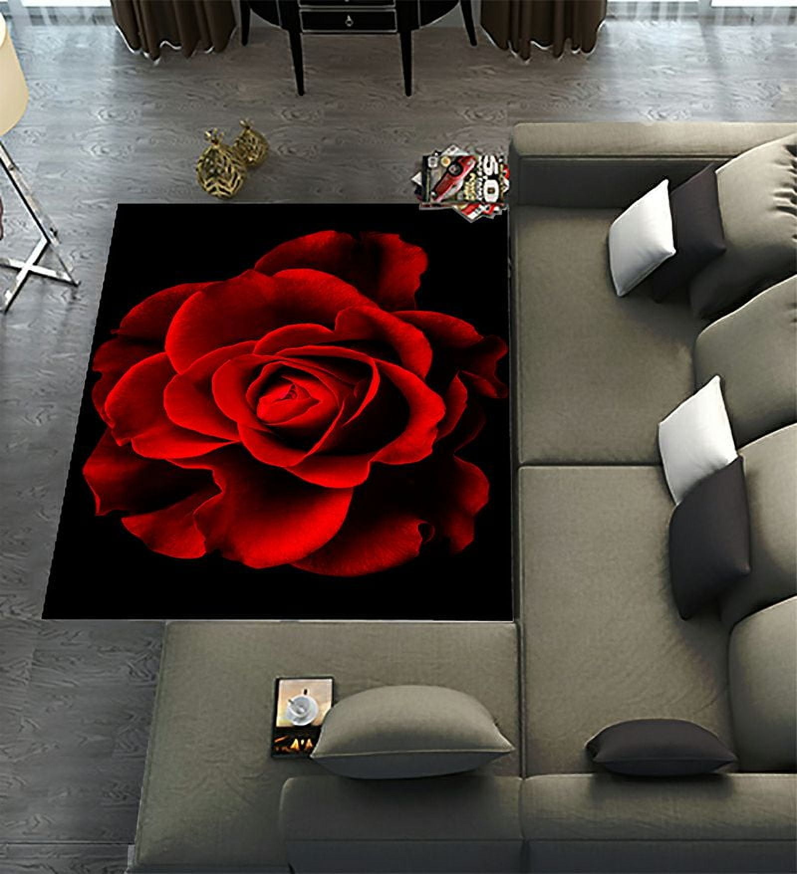 ABPHQTO Red Rose Special Color Light Effect Area Rugs 3 x 4ft Floor ...