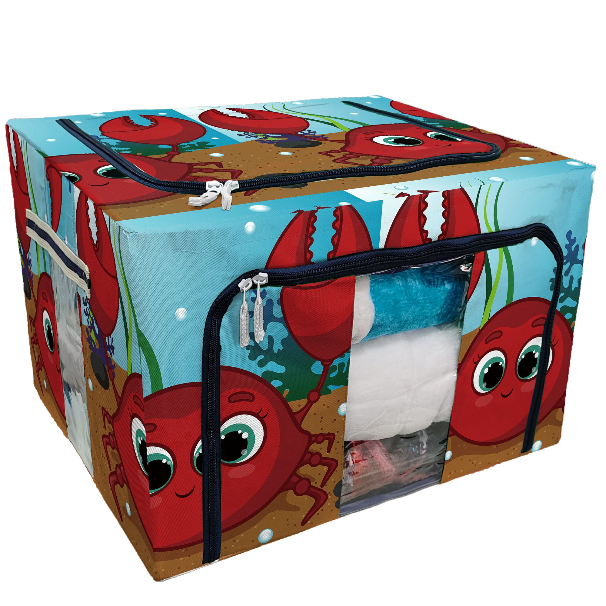 ABPHQTO Red Sweet Crab Character Underwater World Smiling Crab Storage ...