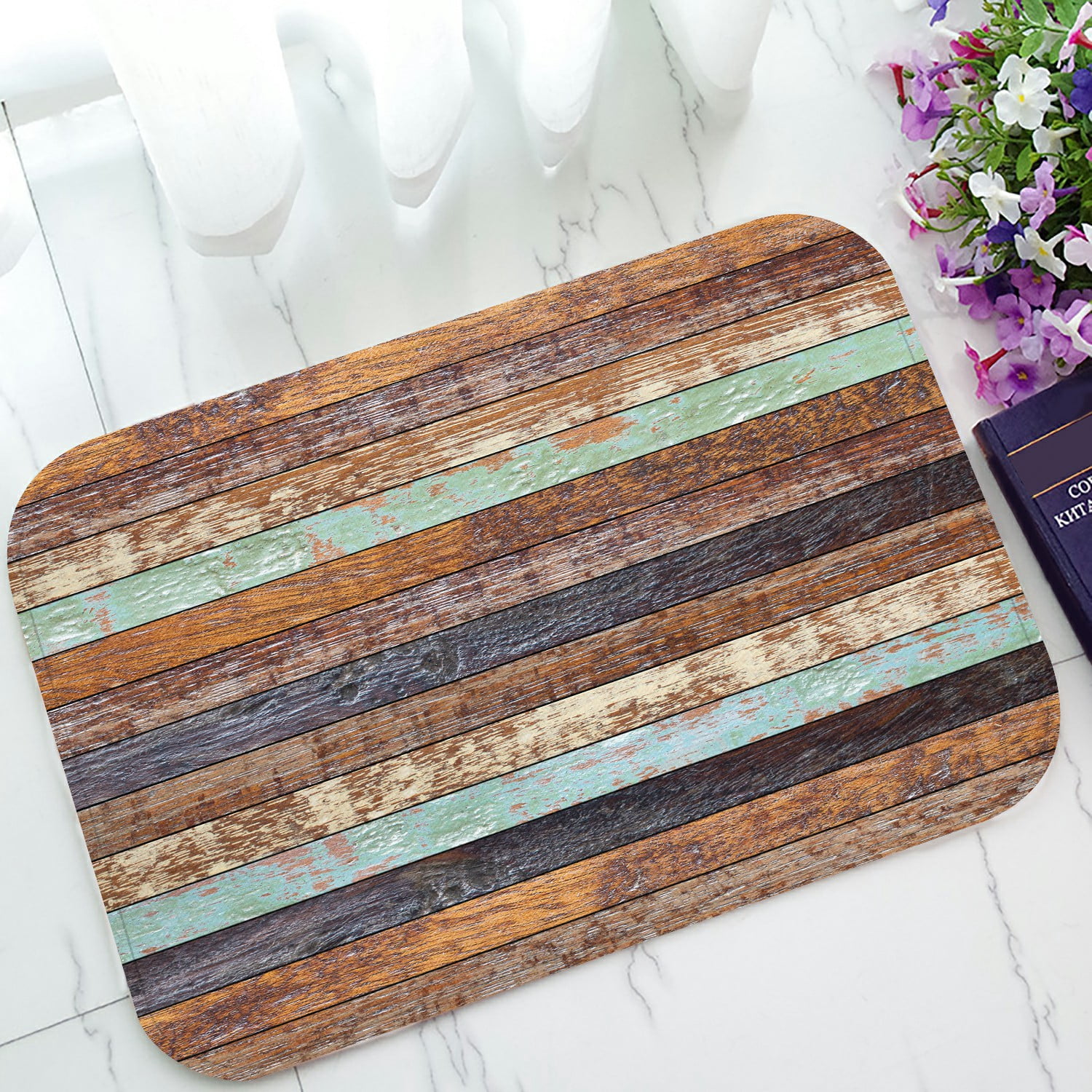 ABPHQTO Retro Wooden Panel Texture Doormat Entrance Rug Area Rug Floor ...