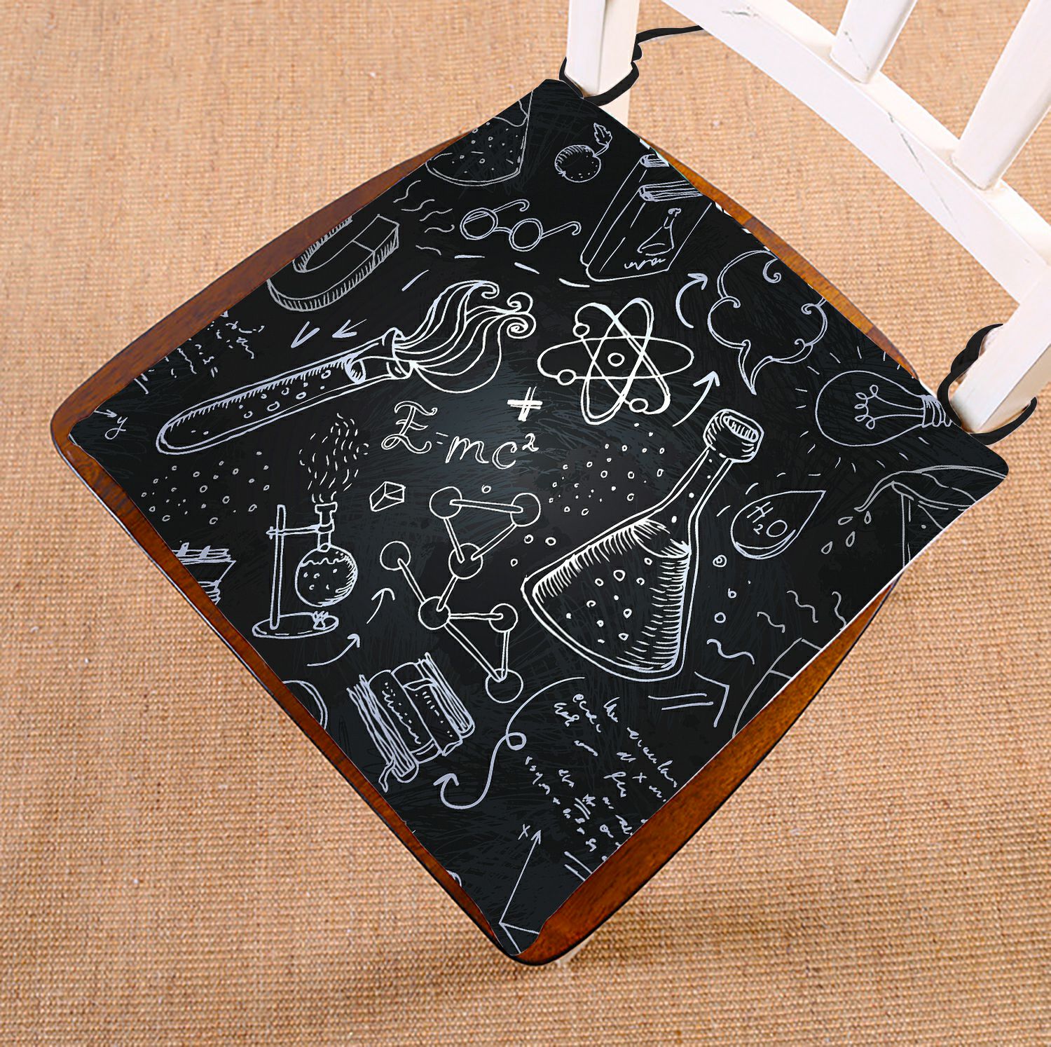 ABPHQTO Science Lab Objects Doodle Sketches Over Blackboard Chair Pad ...