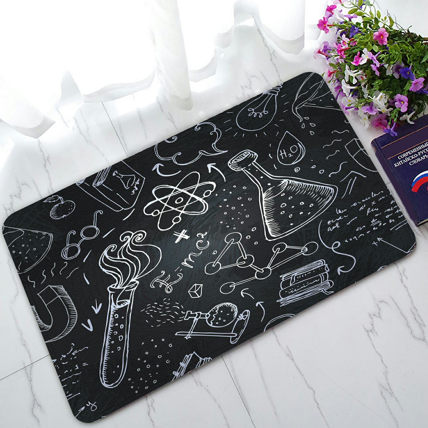 ABPHQTO Science Lab Objects Doodle Sketches Over Blackboard Doormat ...