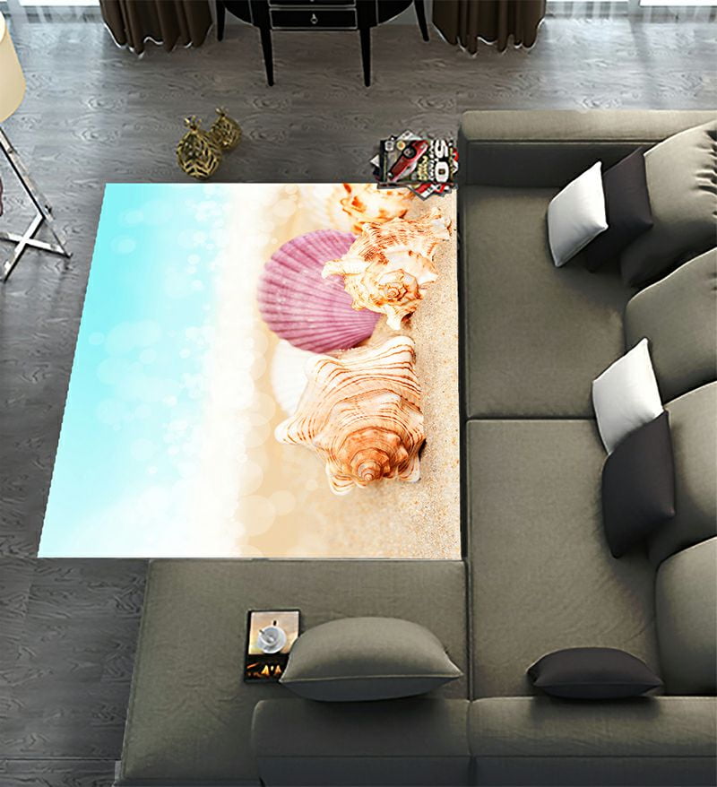 ABPHQTO Sea Shells Sand Ocean Summer Beach Area Rugs 5 x 8ft Floor ...