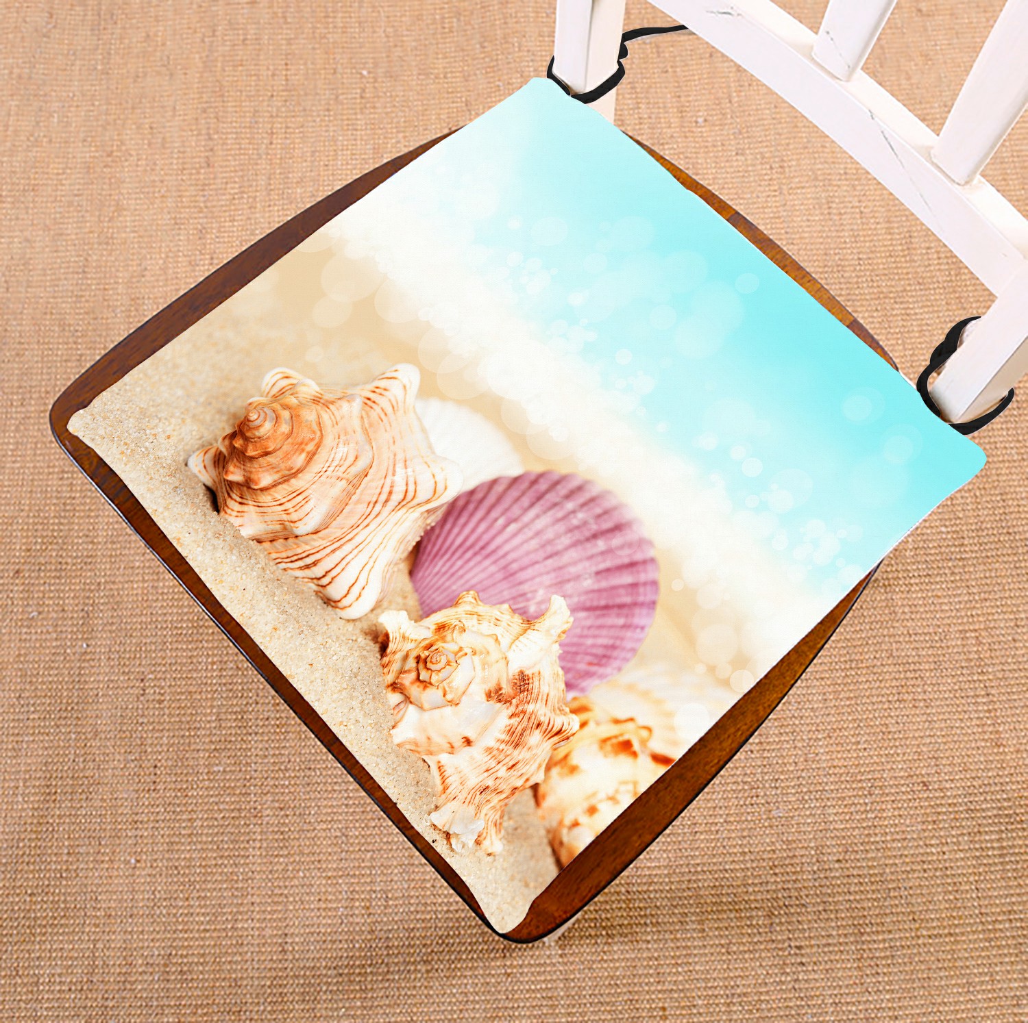 ABPHQTO Sea Shells Sand Ocean Summer Beach Chair Pad Seat Cushion Chair ...