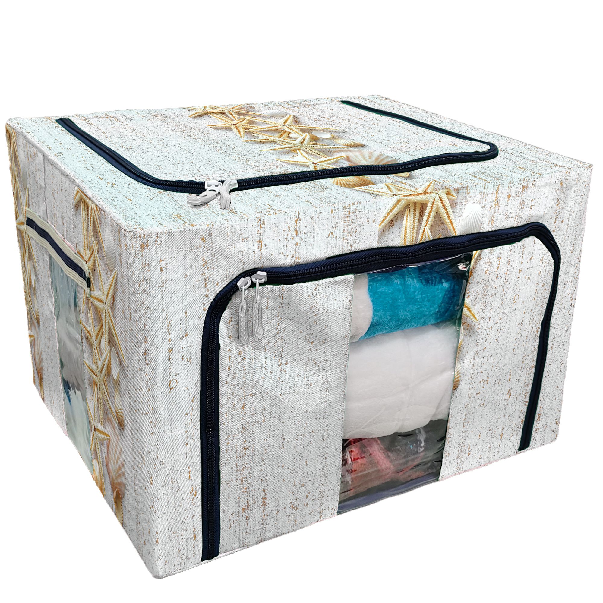 ABPHQTO Sea Shells Storage Bag Clear Window Storage Bins Boxes Large ...