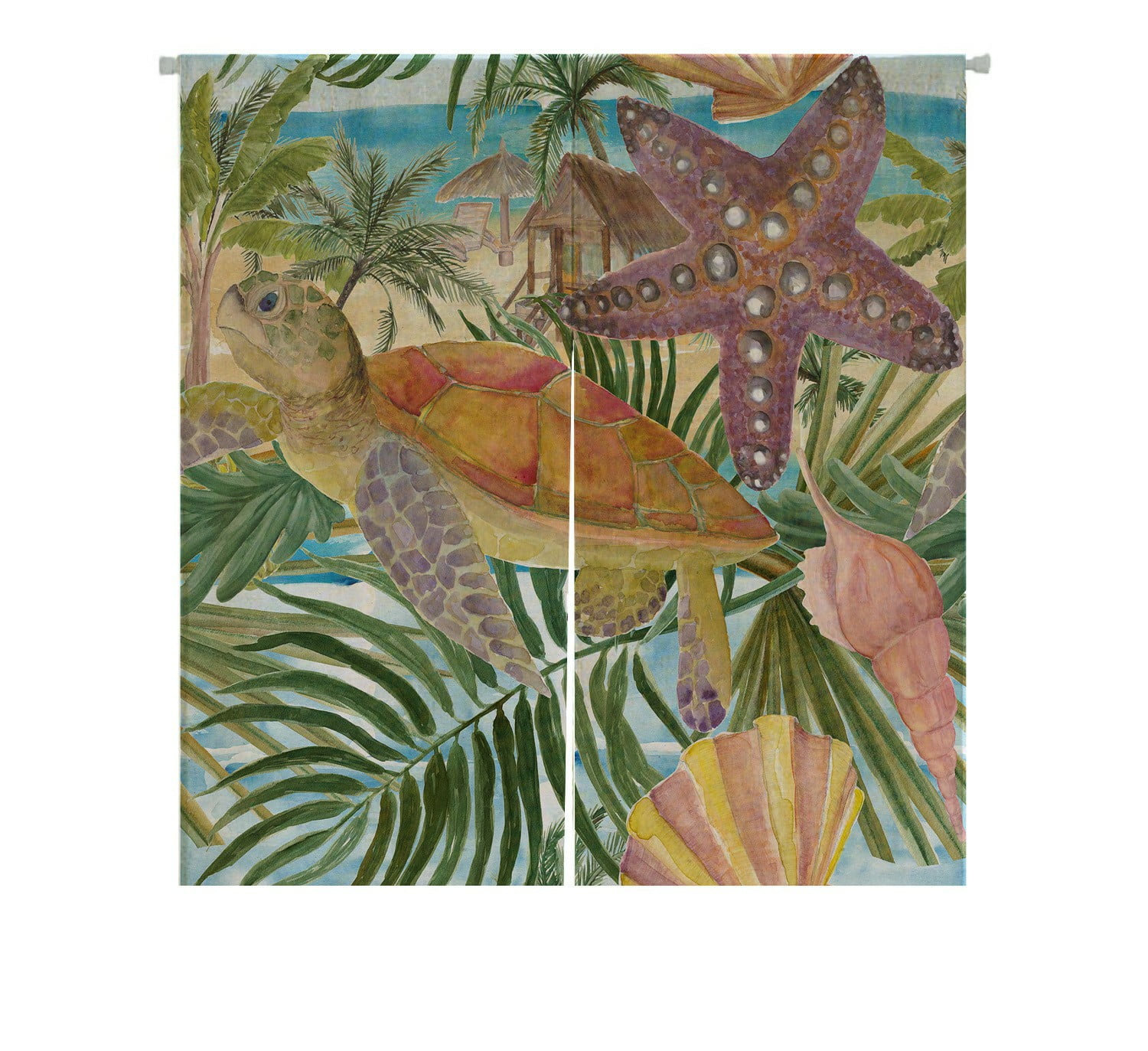 ABPHQTO Sea Turtles Seastar Seashells Beach Palm Trees Marine Japanese ...