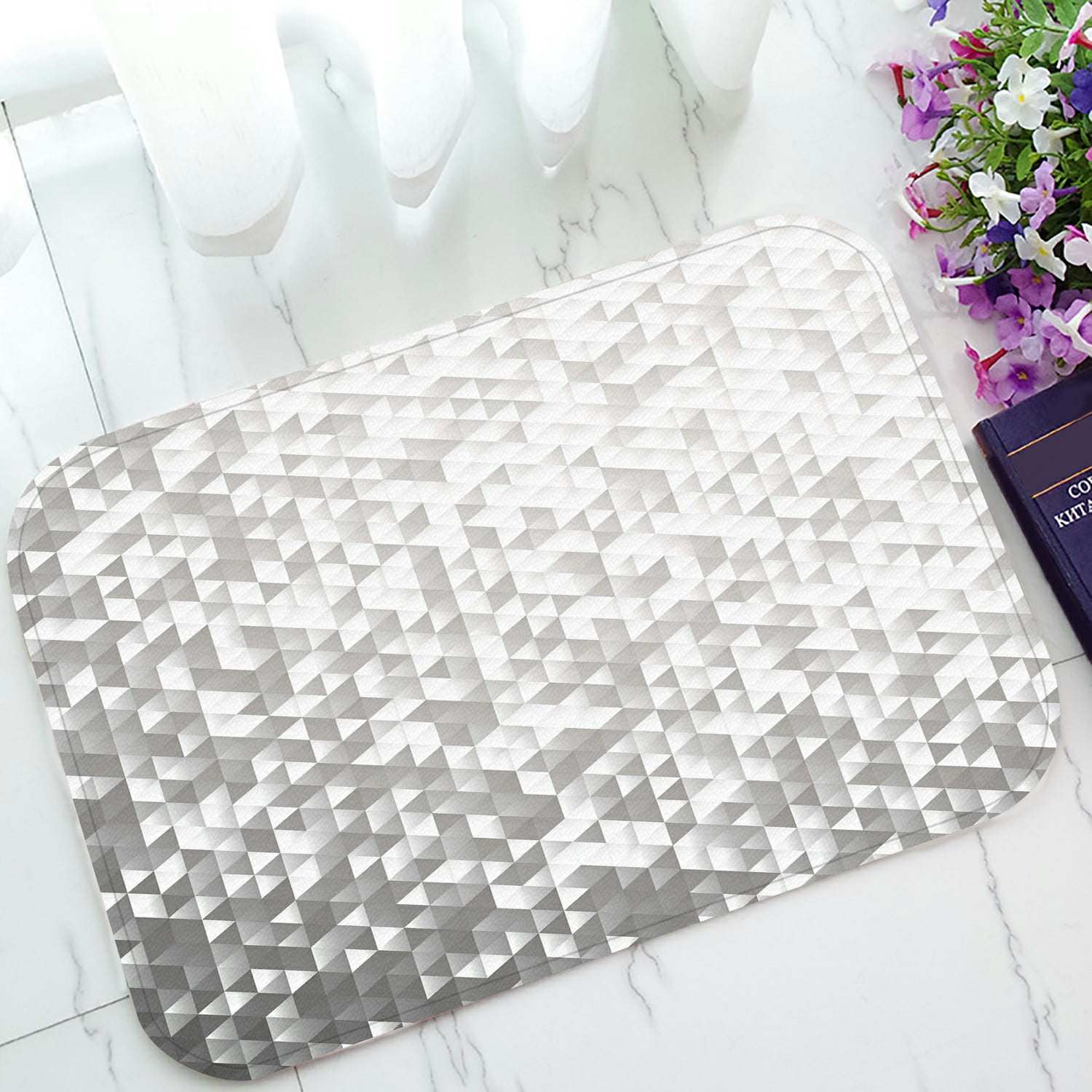ABPHQTO Silver Gray Blinking Glitter Glittering Sequins Mosaic Doormat ...