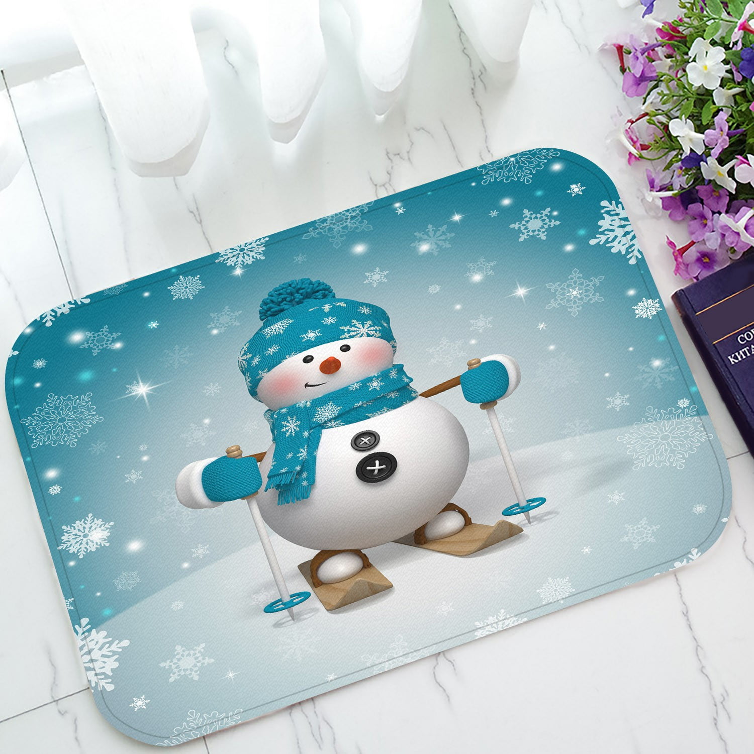 ABPHQTO Skiing Snowman Doormat Entrance Rug Area Rug Floor Mat Home ...
