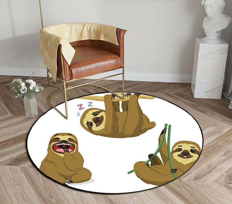 ABPHQTO Sloth Rain Forest Two Toed Lazy Mammal Hanging Sloths Round ...