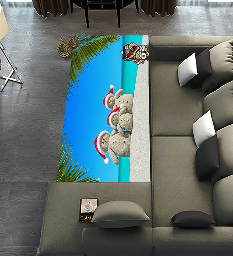 ABPHQTO Snowmen Family Santa Hats At Sunny Ocean Tropical Palm Beach ...