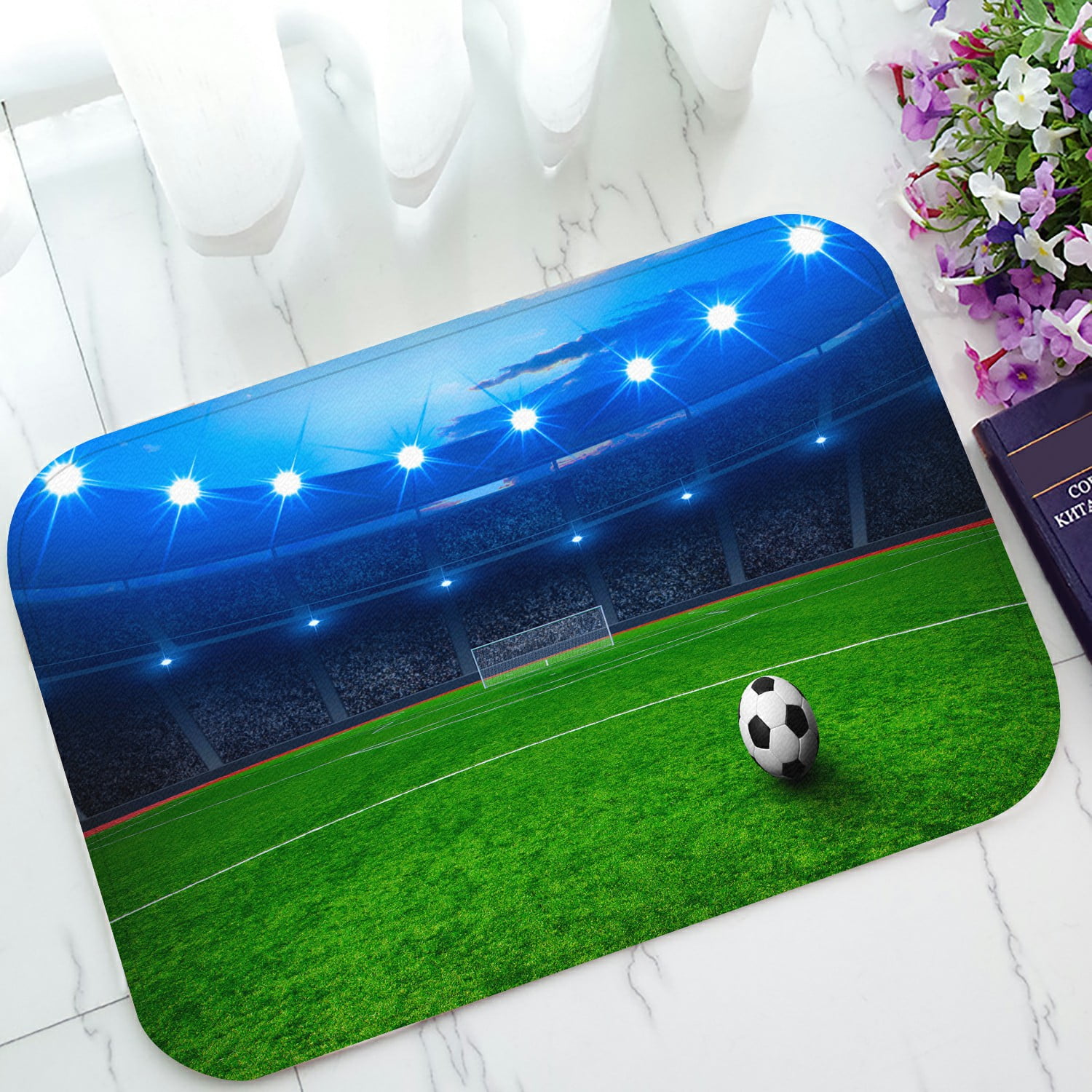 ABPHQTO Soccer Ball On Green Stadium Doormat Entrance Rug Area Rug ...