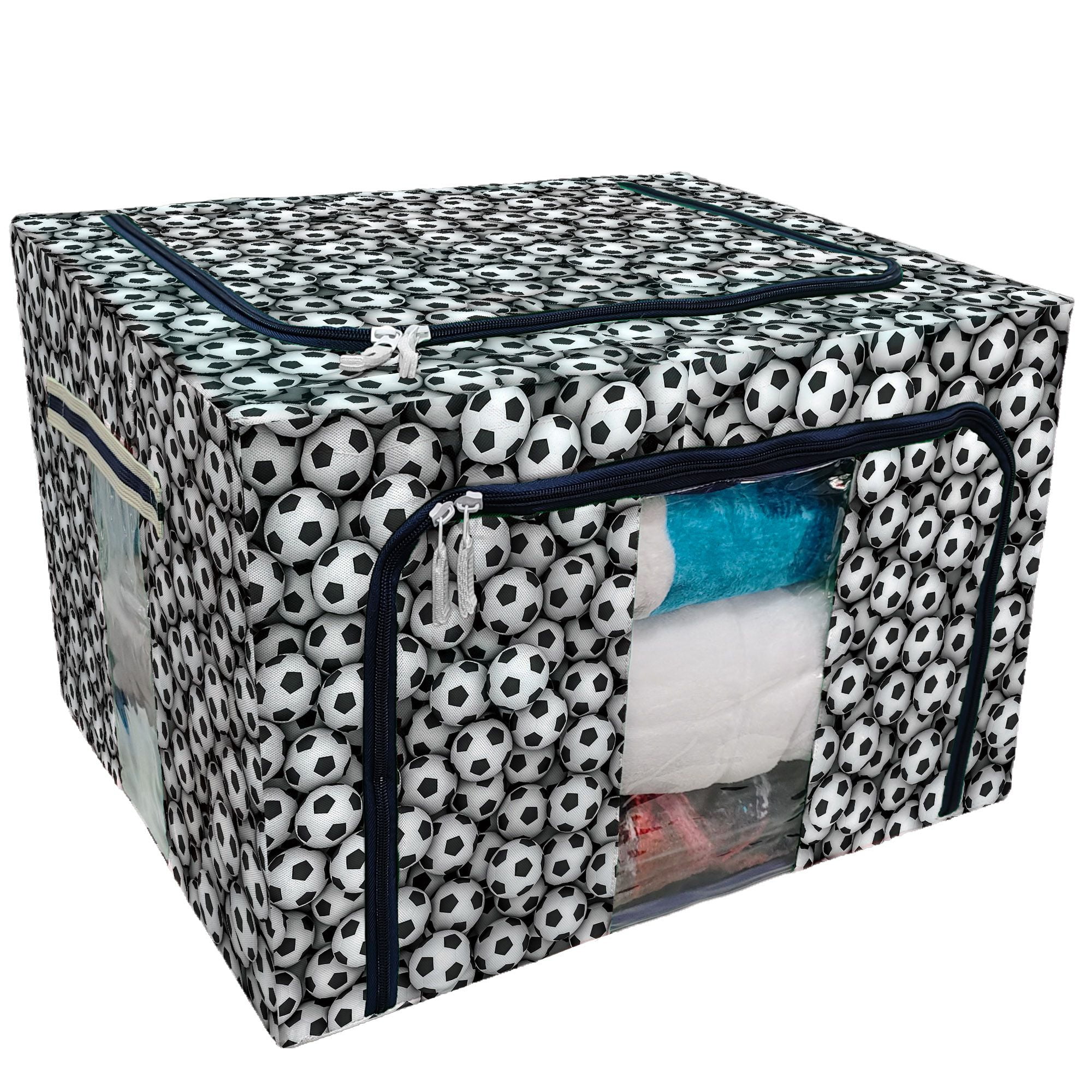 ABPHQTO Soccer Balls Storage Bag Clear Window Storage Bins Boxes Large ...