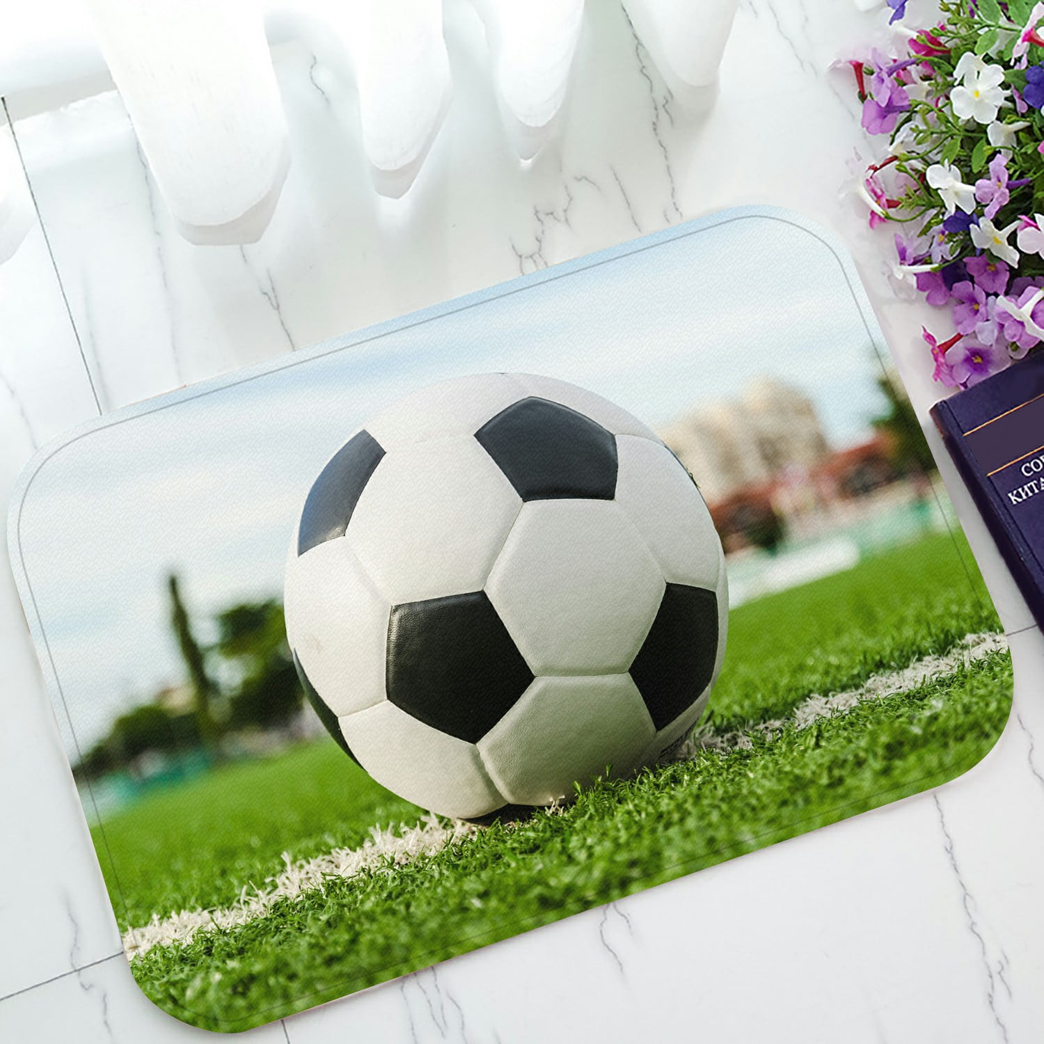 ABPHQTO Soccer Football Green Grass Soccer Field Player Doormat ...