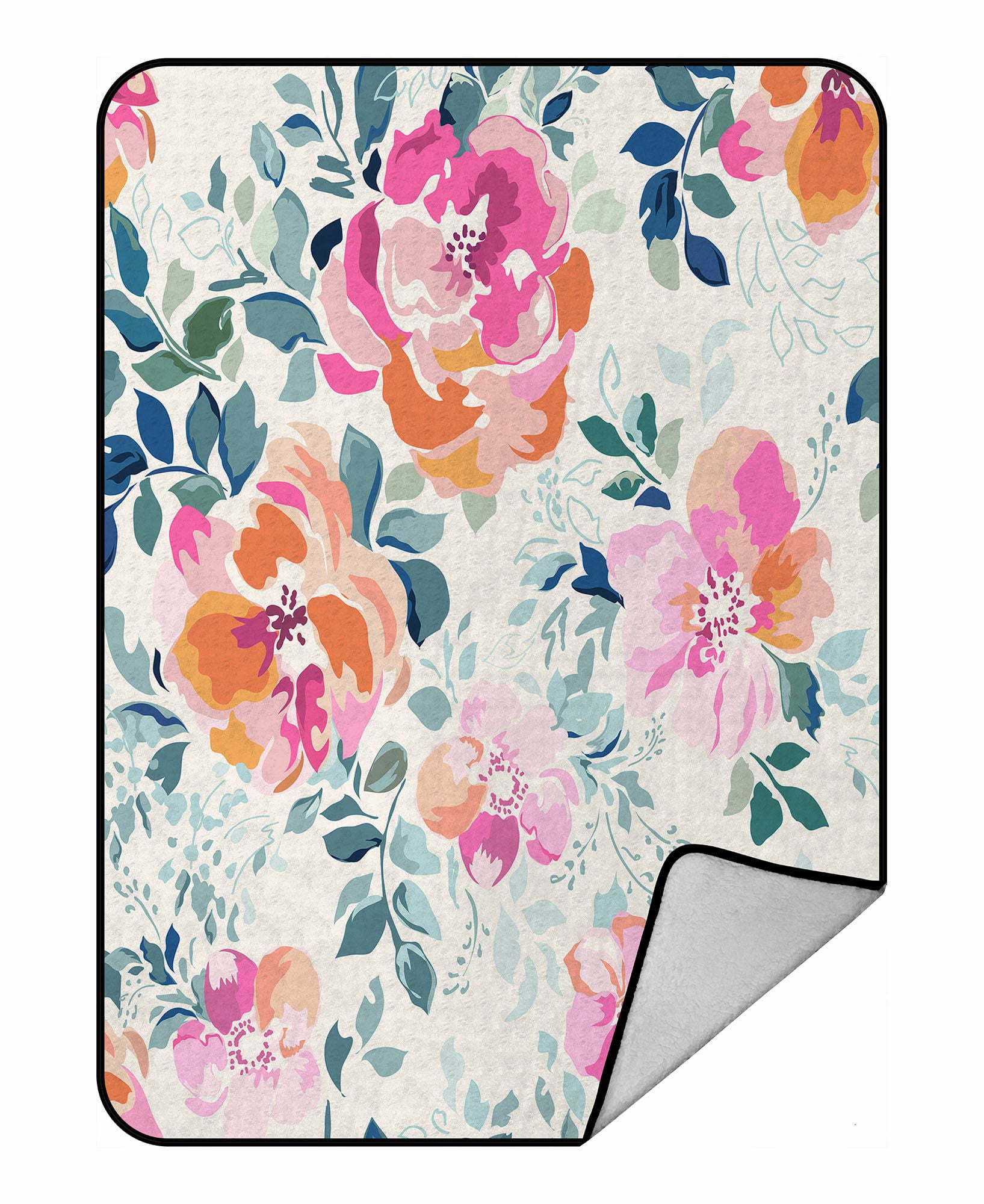 ABPHQTO Soft Pink Watercolor Flower Fleece Blanket Fleece Back Throw ...