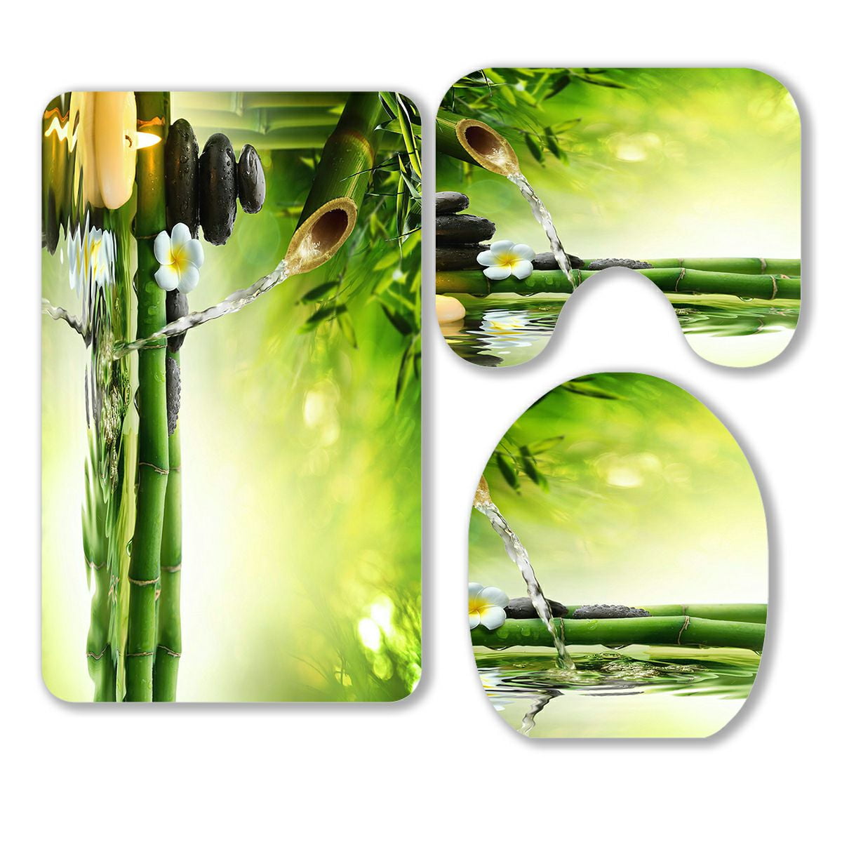 ABPHQTO Spa Stones Flow Water 3 Piece Bathroom Rugs Set Bath Rug ...