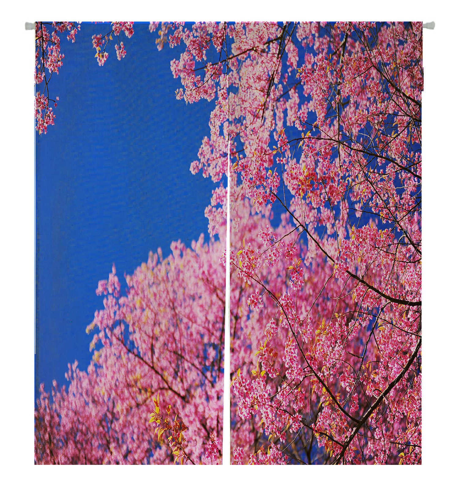 ABPHQTO Spring Pink Cherry Blossoms Blue Sky Japanese Noren Curtain ...