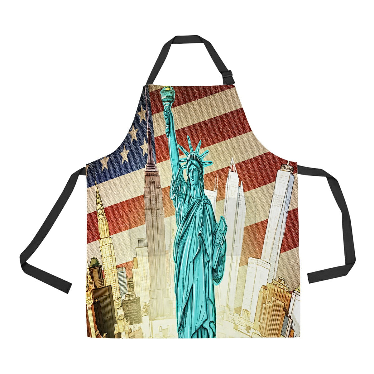 ABPHQTO Statue Of Liberty With Manhattan And American Flag Apron Home ...