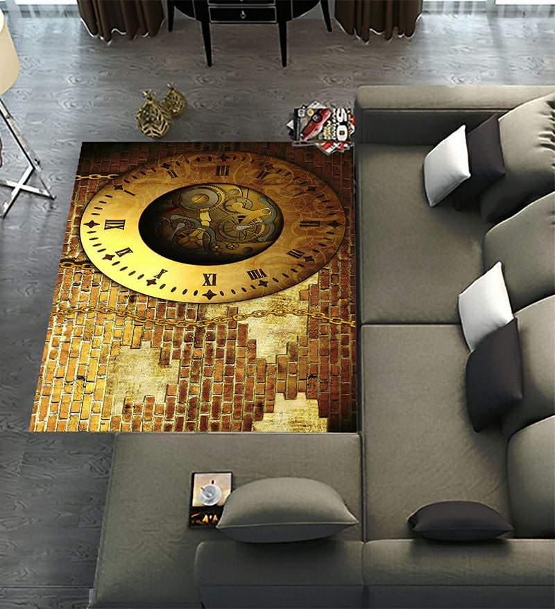 ABPHQTO Steampunk Clock Design Area Rugs 6 x 9ft Floor Carpet Mat for ...