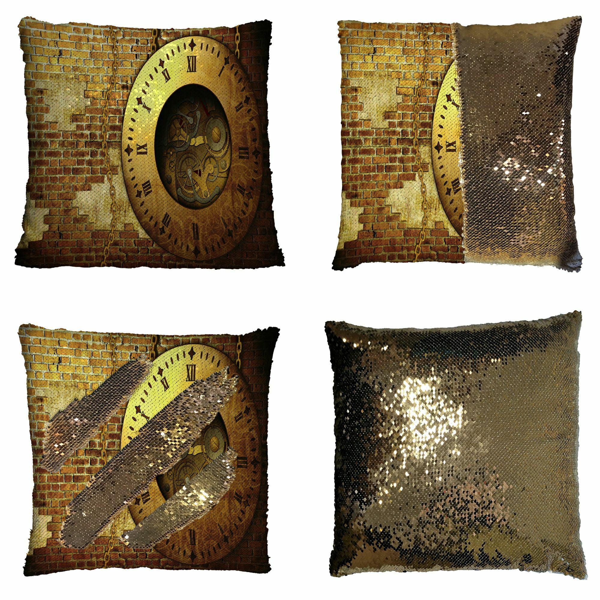 ABPHQTO Steampunk Clock Design Reversible Mermaid Sequin Pillow Case ...