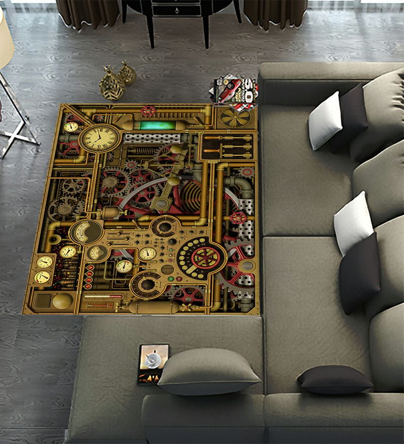 ABPHQTO Steampunk Clocks Dials Gears Cogs Pipes Area Rugs 5 x 7ft Floor ...