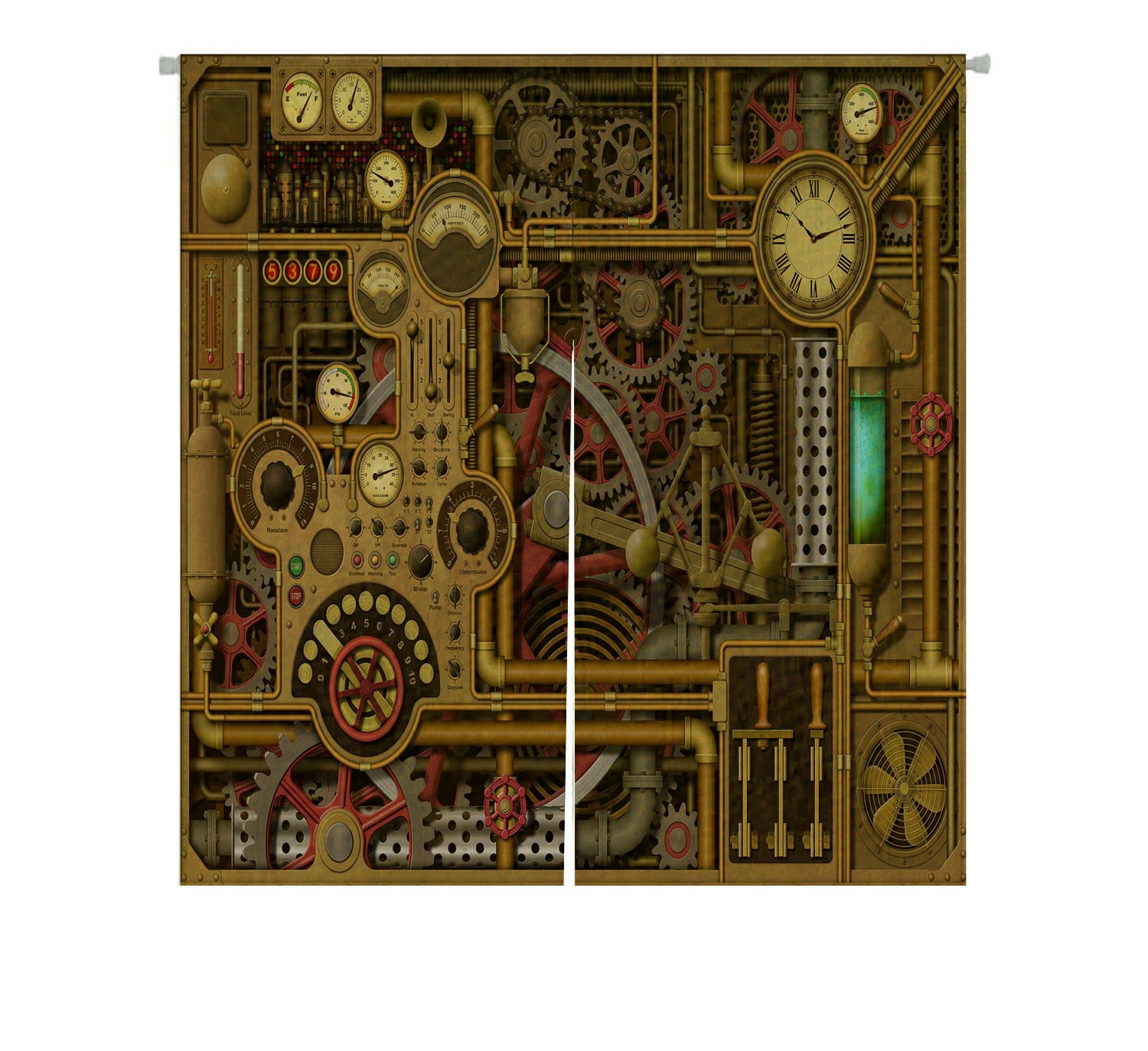 ABPHQTO Steampunk Clocks Dials Gears Cogs Pipes Japanese Noren Curtain ...