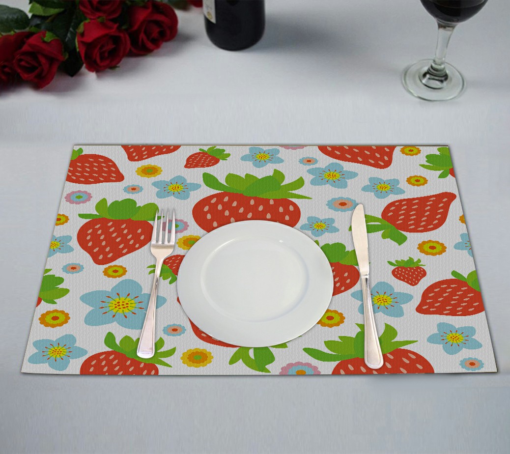 ABPHQTO Strawberries Table Placemat Food Mat 12x18 Inch,Pack of 2 ...