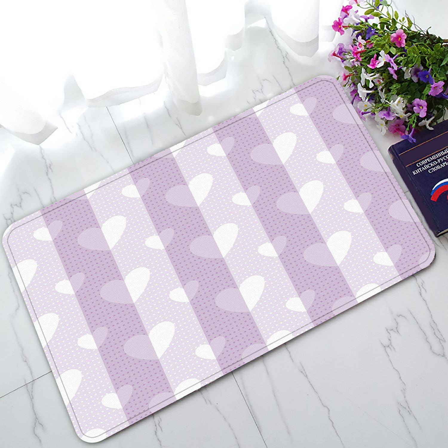 ABPHQTO Sweet Love Hearts Pattern Lavender Purple Doormat Entrance Rug ...