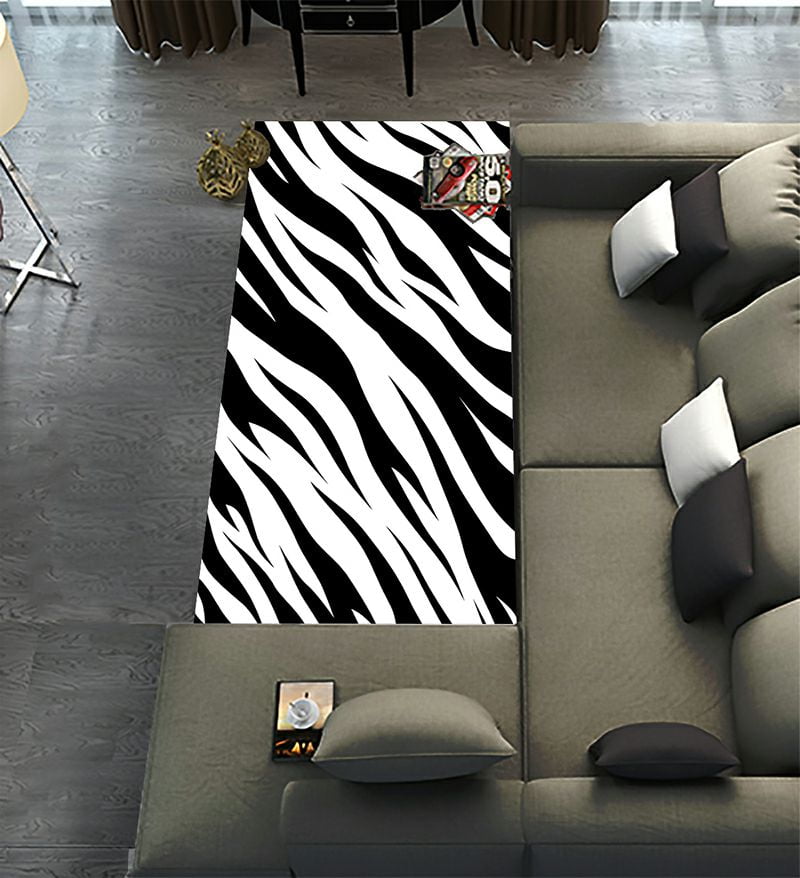 ABPHQTO Tiger Stripe Black White Runner Rug 3.3 x 7ft Long Area Rug ...