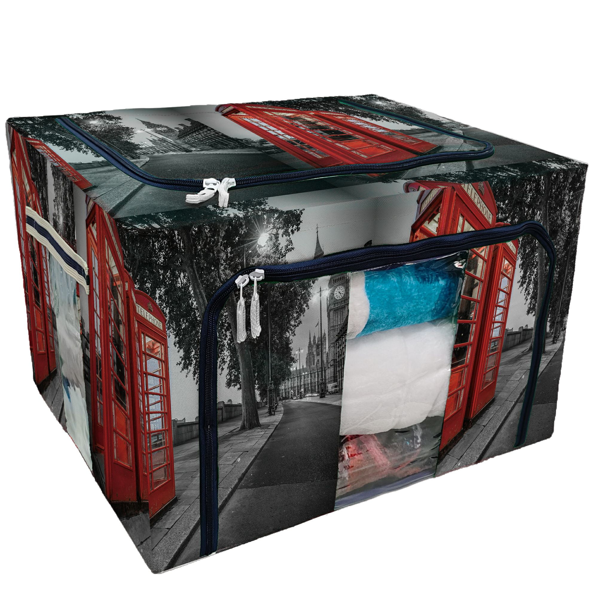ABPHQTO Traditional Red Phone Booth London Big Ben Storage Bag Clear ...