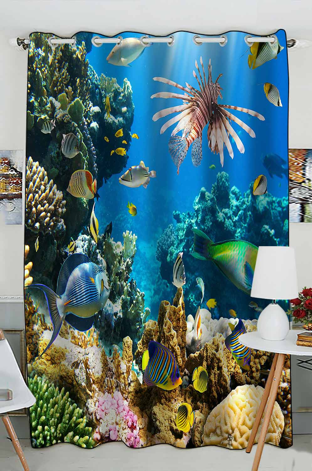 ABPHQTO Tropical Fish On A Coral Reef Grommet Blackout Curtain Room ...