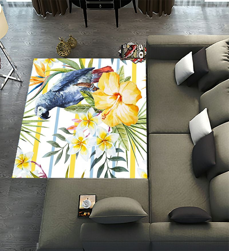 ABPHQTO Tropical Hibiscus Flower Plumeria Parrot African Area Rugs 5 x ...