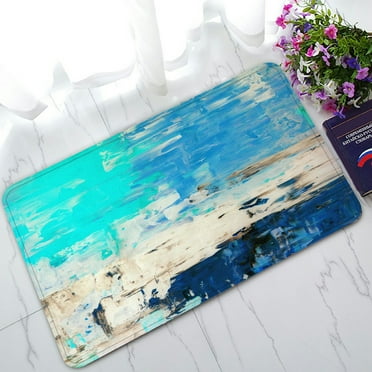 ABPHQTO Blue And Gold Liquid Texture Doormat Entrance Rug Area Rug ...
