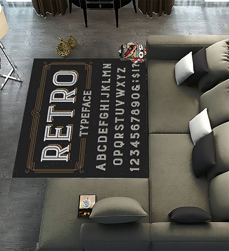 ABPHQTO Typeset Distressed Overlay Texture Area Rugs 6 x 8ft Floor ...