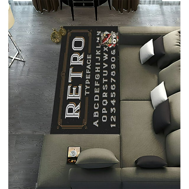 ABPHQTO Typeset Distressed Overlay Texture Runner Rug 2.6 x 7ft Long ...