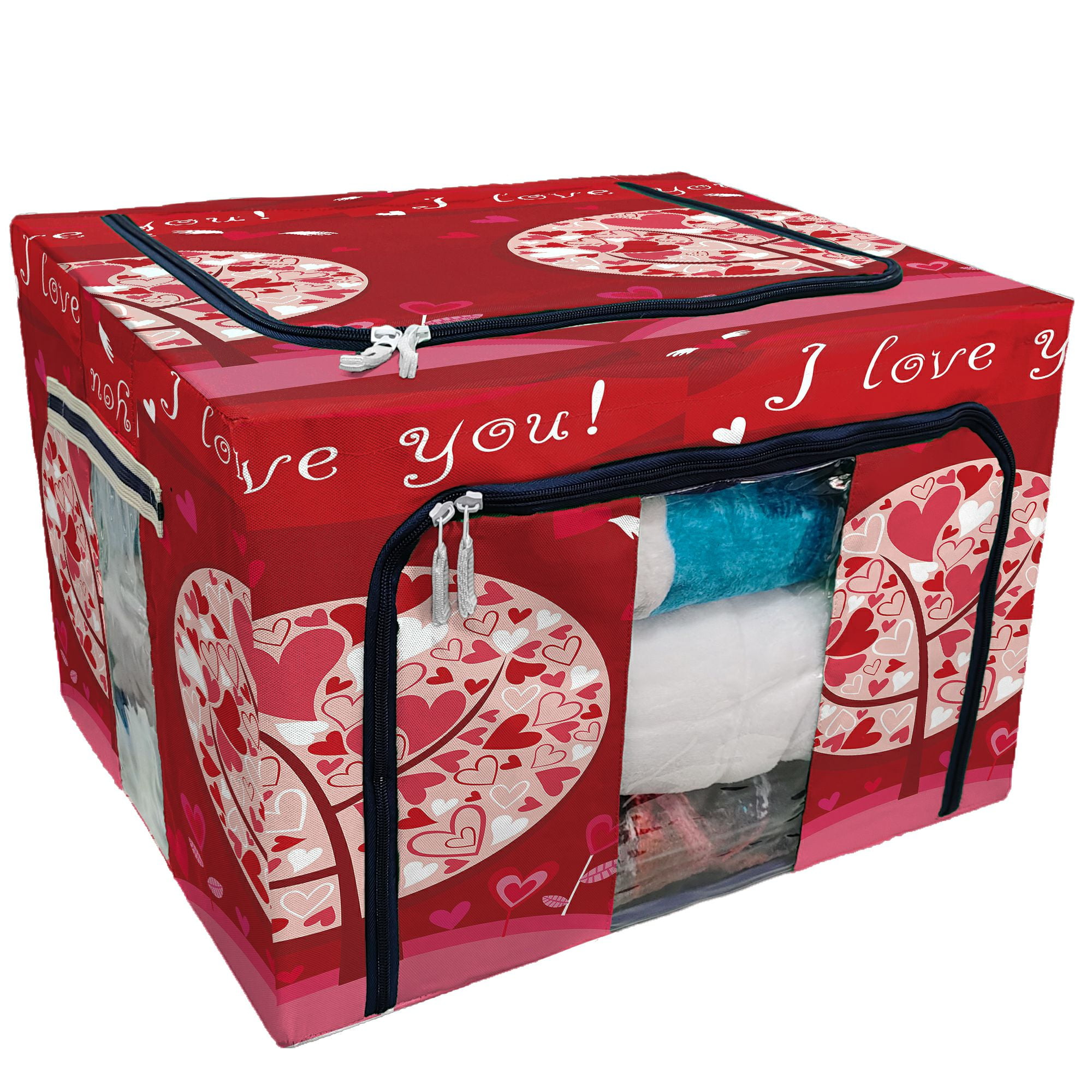 ABPHQTO Valentine Card I Love You Storage Bag Clear Window Storage Bins ...