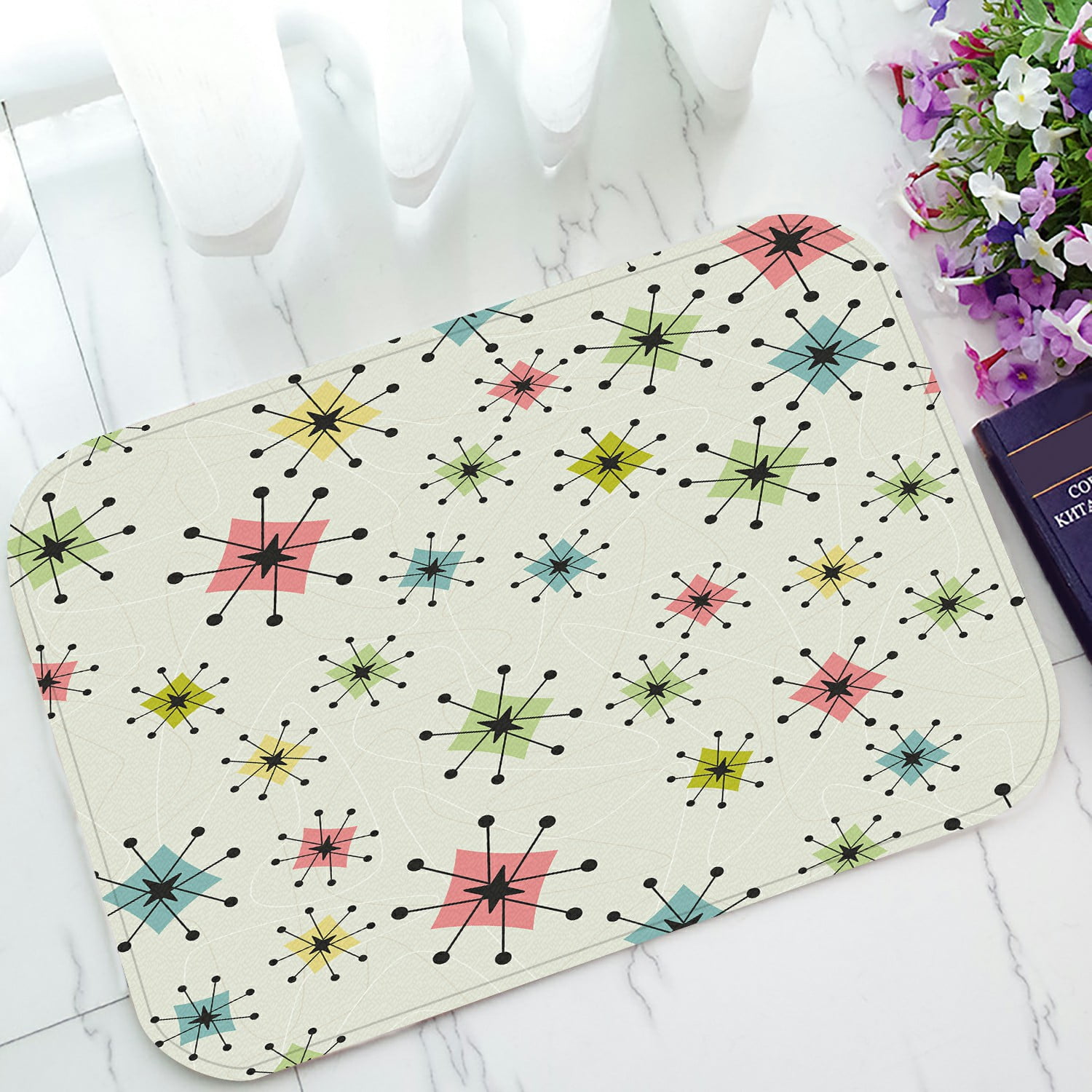ABPHQTO Vintage Atomic Stars Boomerangs Doormat Entrance Rug Area Rug ...