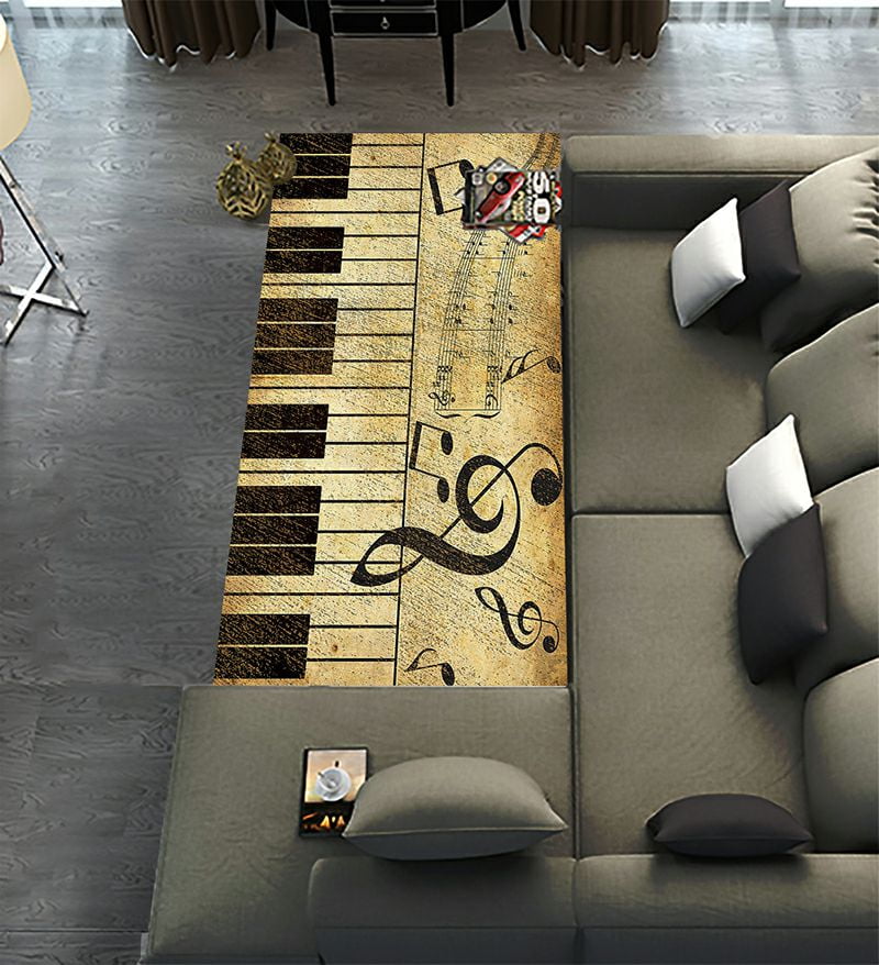 ABPHQTO Vintage Music Piano Runner Rug 3.3 x 10ft Long Area Rug Carpet ...