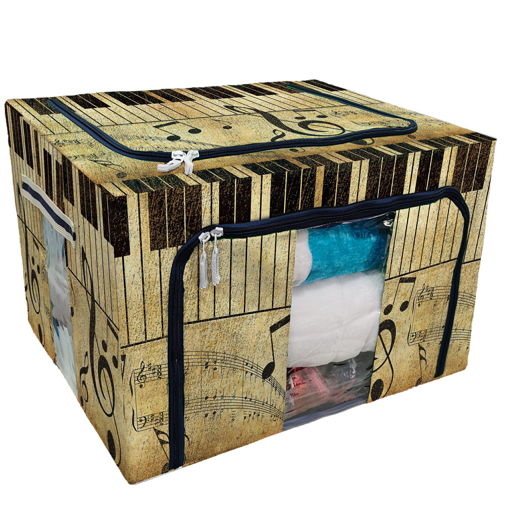 ABPHQTO Vintage Music Piano Storage Bag Clear Window Storage Bins Boxes ...