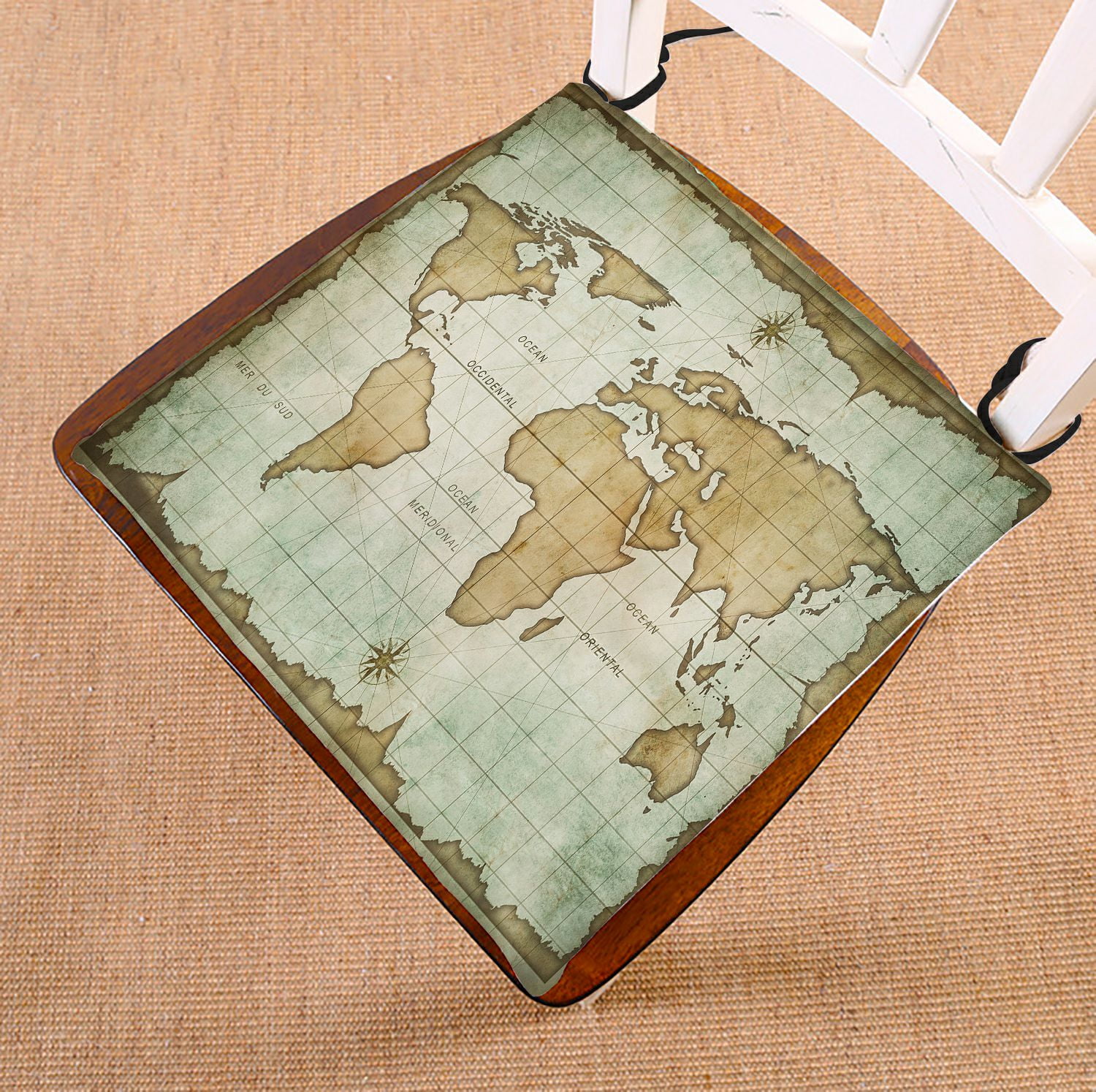 ABPHQTO Vintage Old World Map Chair Pad Seat Cushion Chair Cushion ...