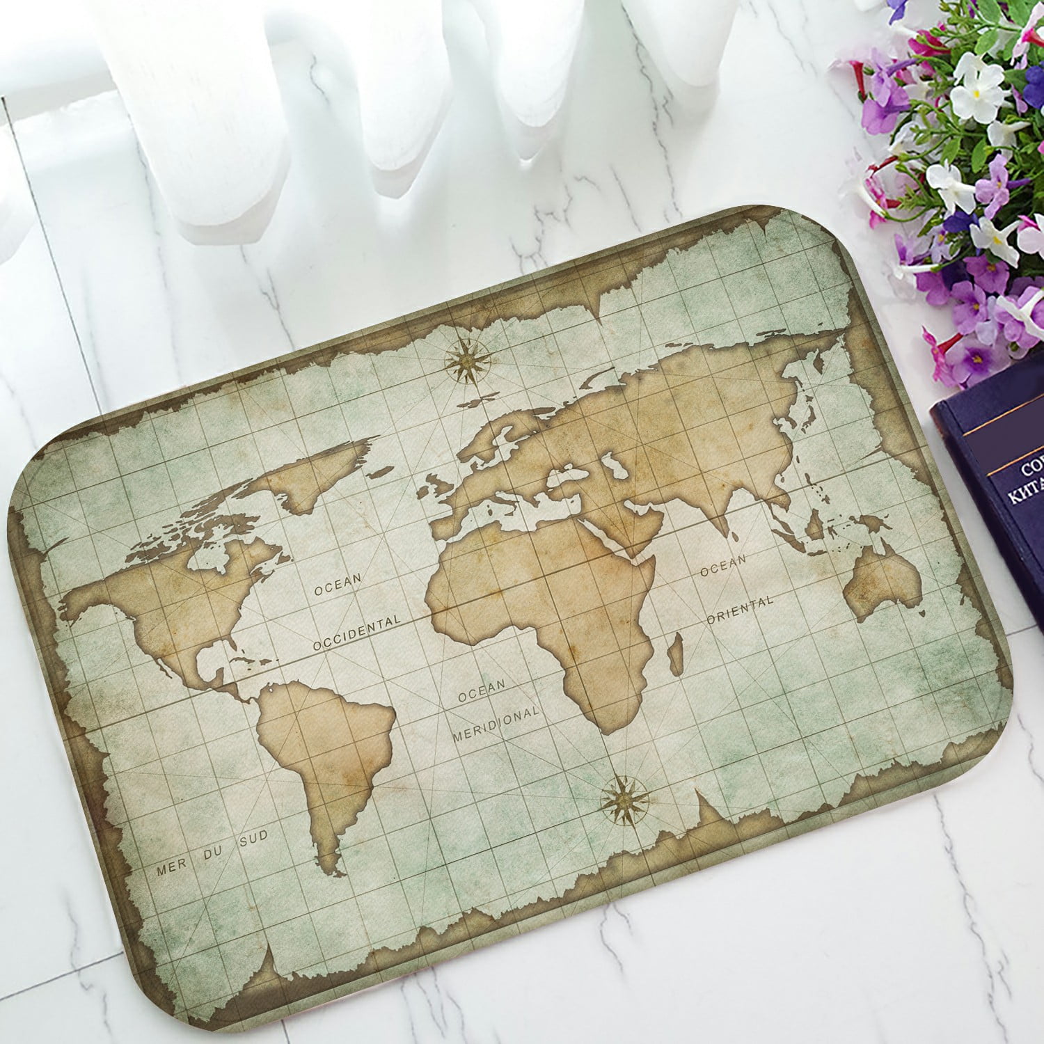 ABPHQTO Vintage Old World Map Doormat Entrance Rug Area Rug Floor Mat ...