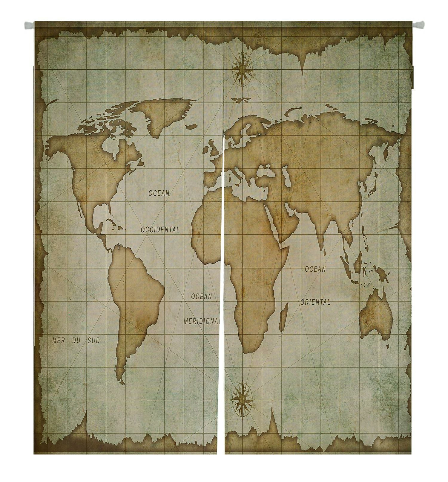 ABPHQTO Vintage Old World Map Japanese Noren Curtain Doorway Door ...