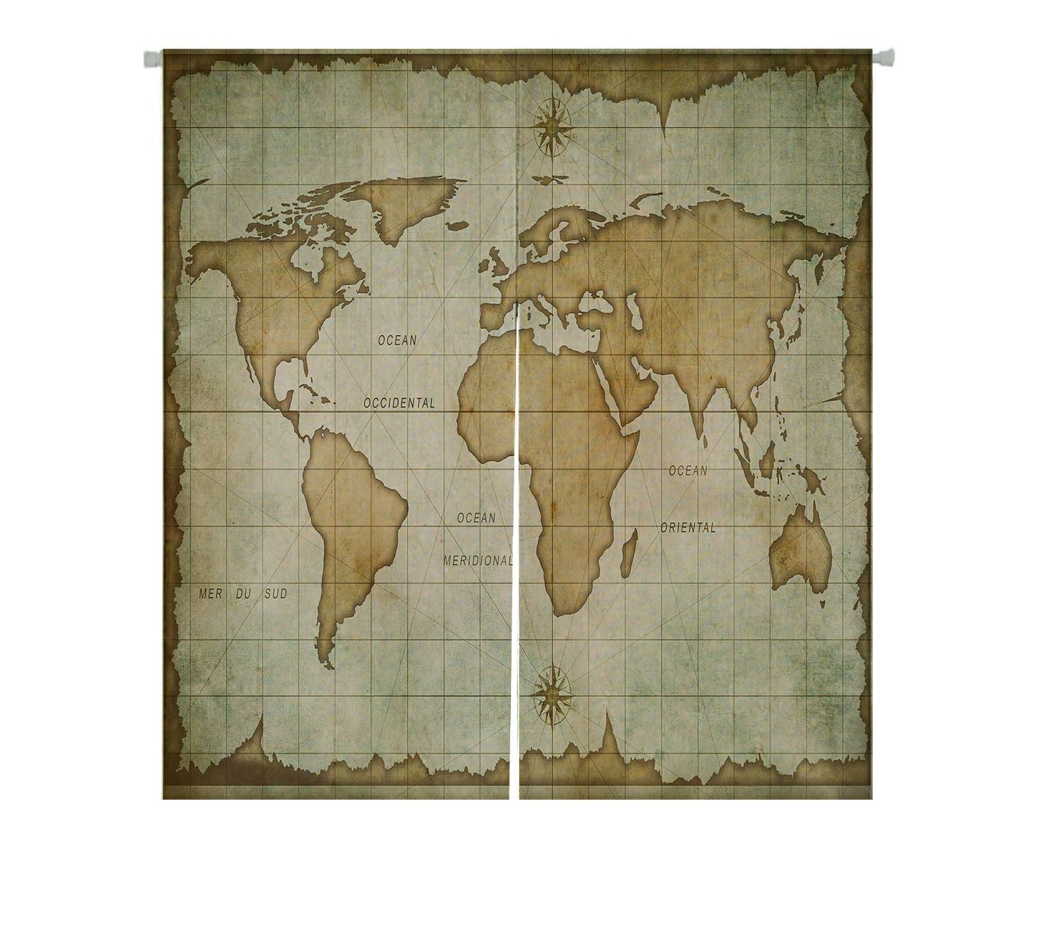 ABPHQTO Vintage Old World Map Japanese Noren Curtain Doorway Door ...