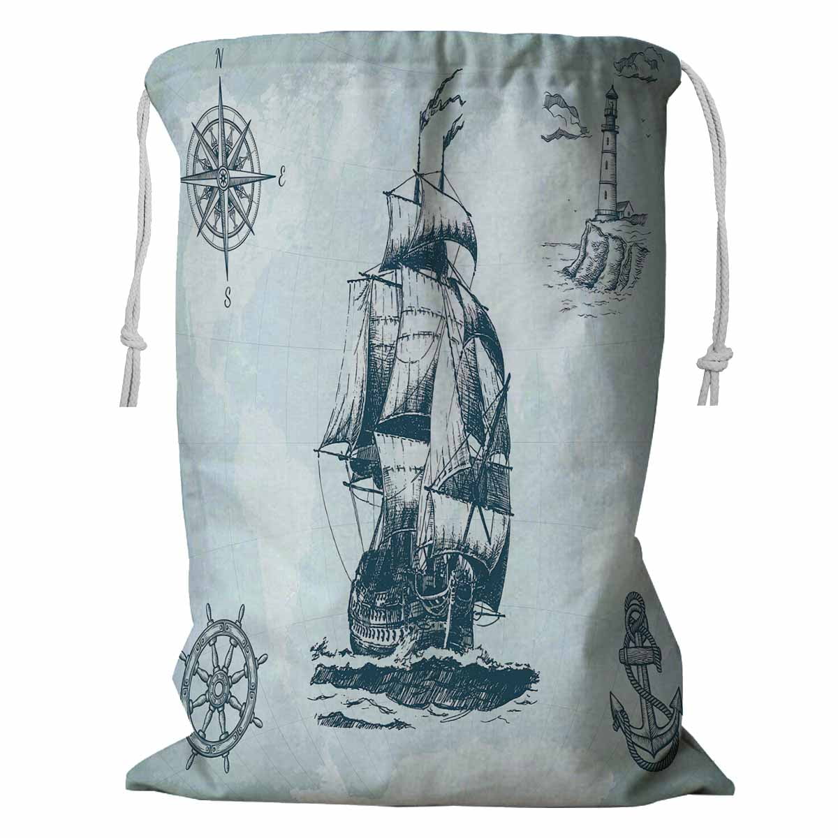 ABPHQTO Vintage Sailing Ship Lighthouse Ship Wheel Anchor World Map ...