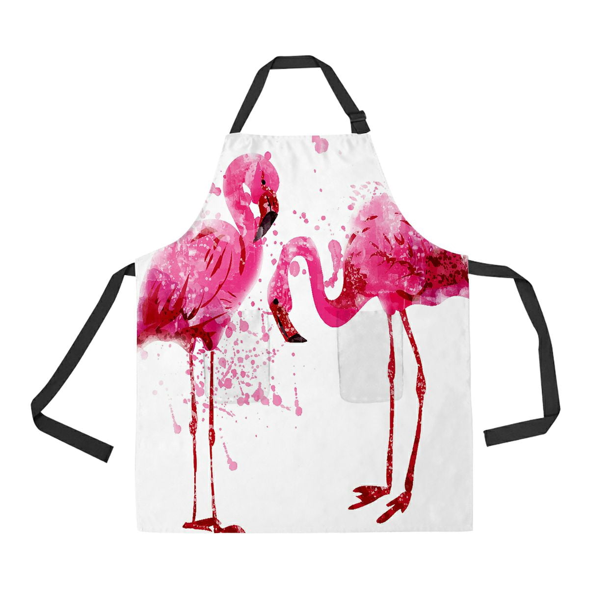 ABPHQTO Watercolor Pink Flamingos Apron Home Kitchen Apron with Pockets ...